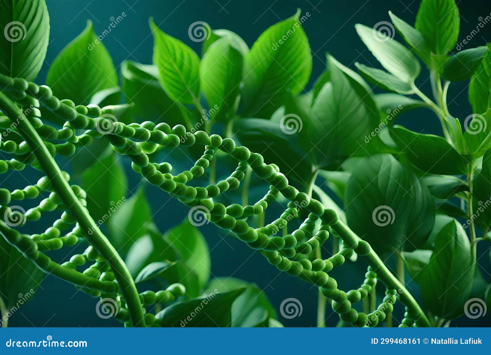 Abstract Representation of Dna Spiral Structure Which Consists of Green ...