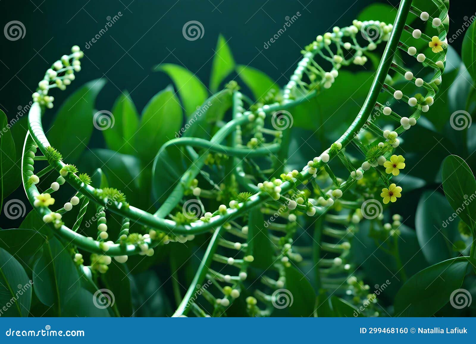 Abstract Representation of Dna Spiral Structure Which Consists of Green ...