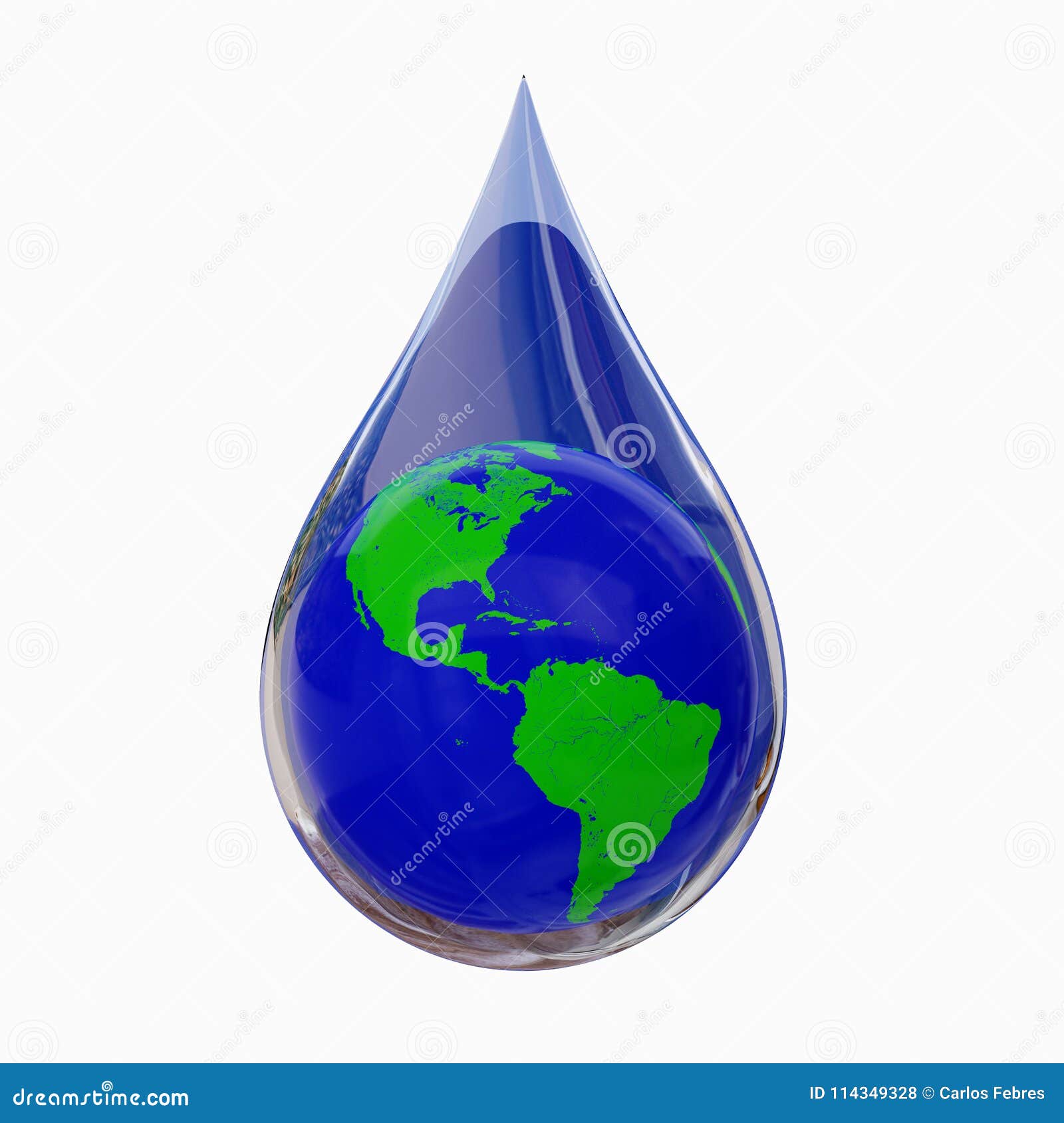 Abstract Representation of the Earth in a Water Drop, 3d Illustration ...