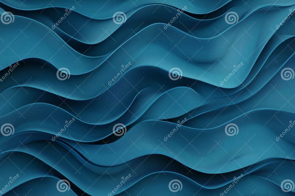 Abstract Ocean Wave Pattern in Deep Blues with Flowing Shapes Creates a ...