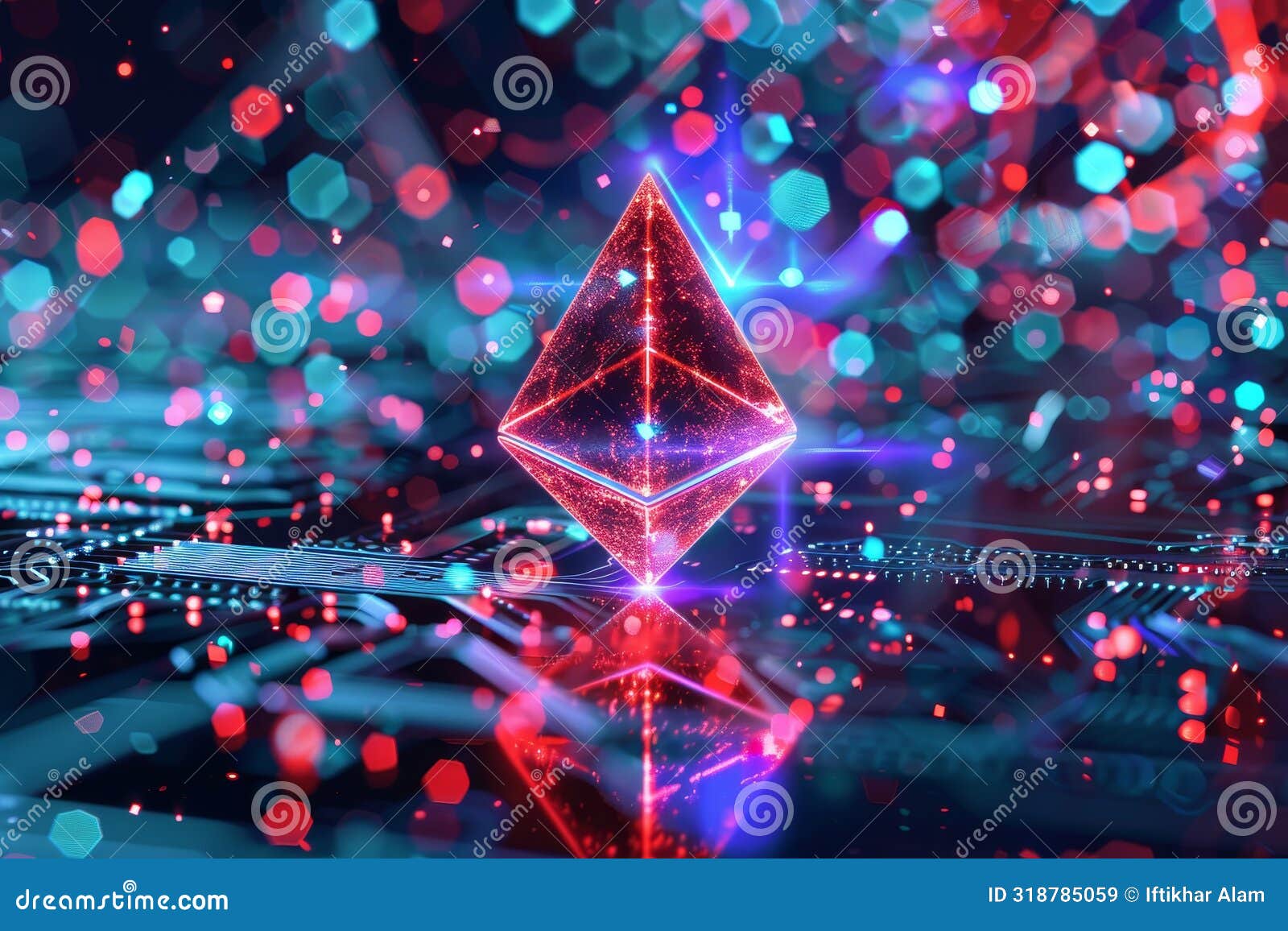 An Abstract Representation Featuring a Red and Blue Diamond Shape ...