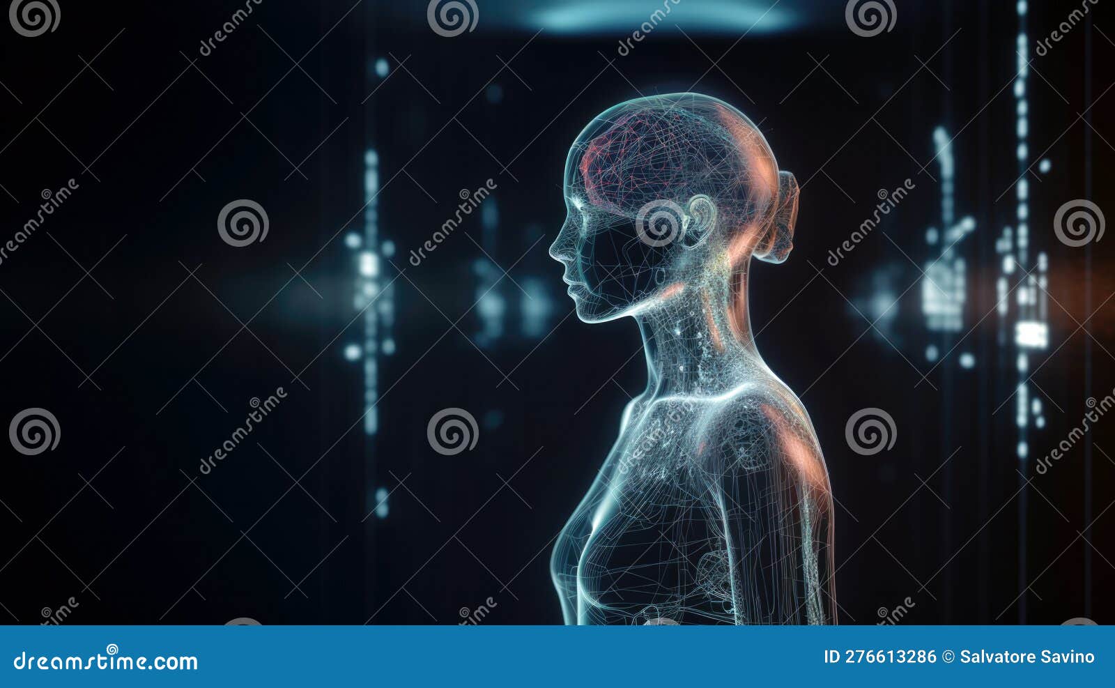 Abstract Representation of a Female Cyber Chatbot with Circuitry and ...