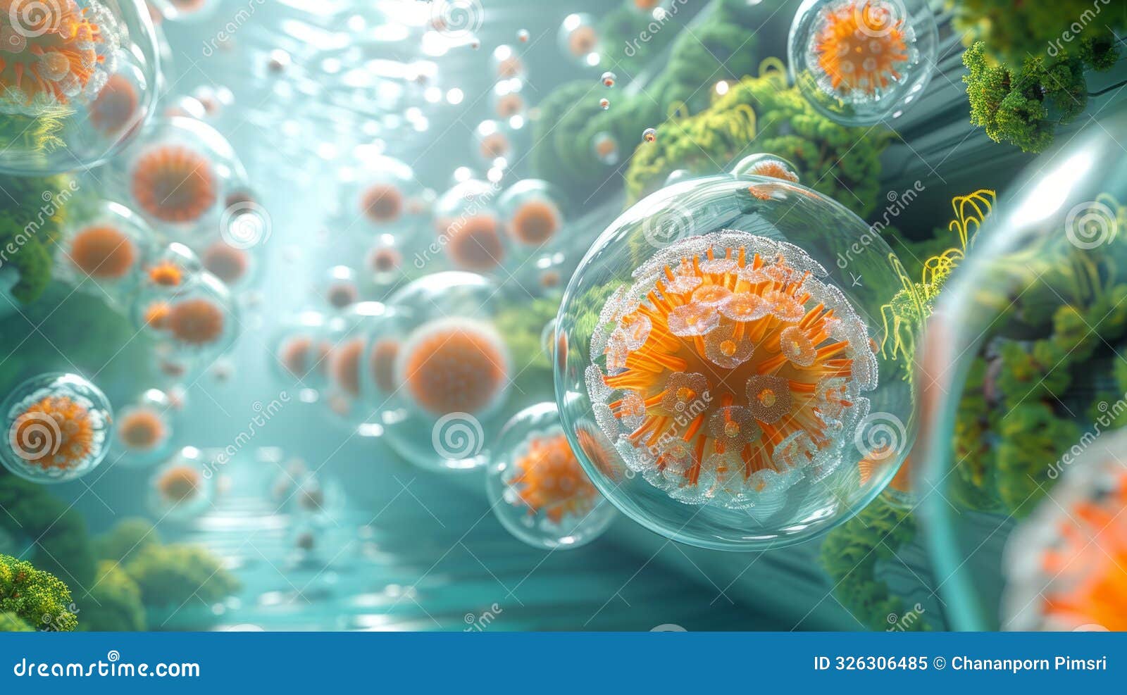Abstract Representation of Floating Microscopic Bubbles and Organisms ...