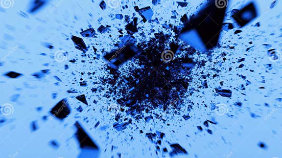 Abstract Representation of Fragmentation and Depth in a Blue-toned ...