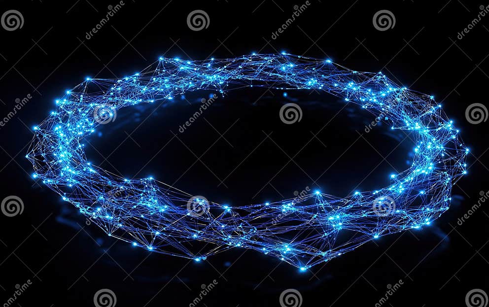 Abstract Representation of a Glowing Blue Circular Network Structure ...
