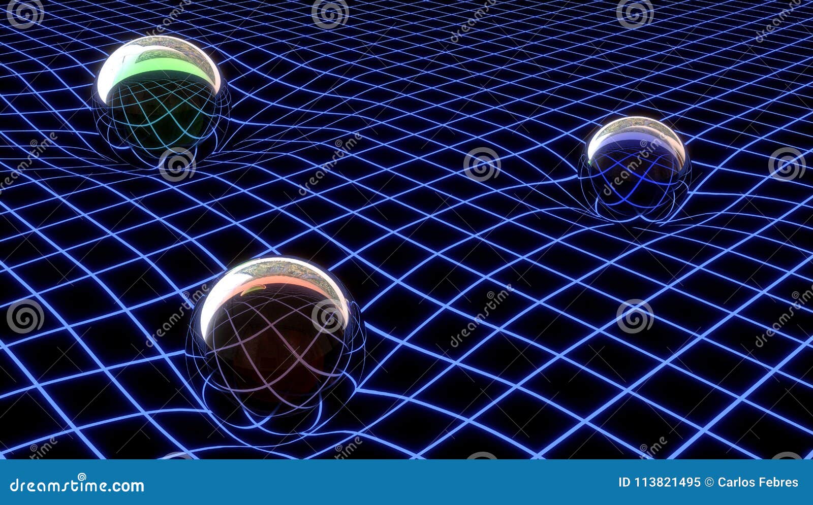 Gravity Representation in an Abstract Space, 3d Illustration Stock ...