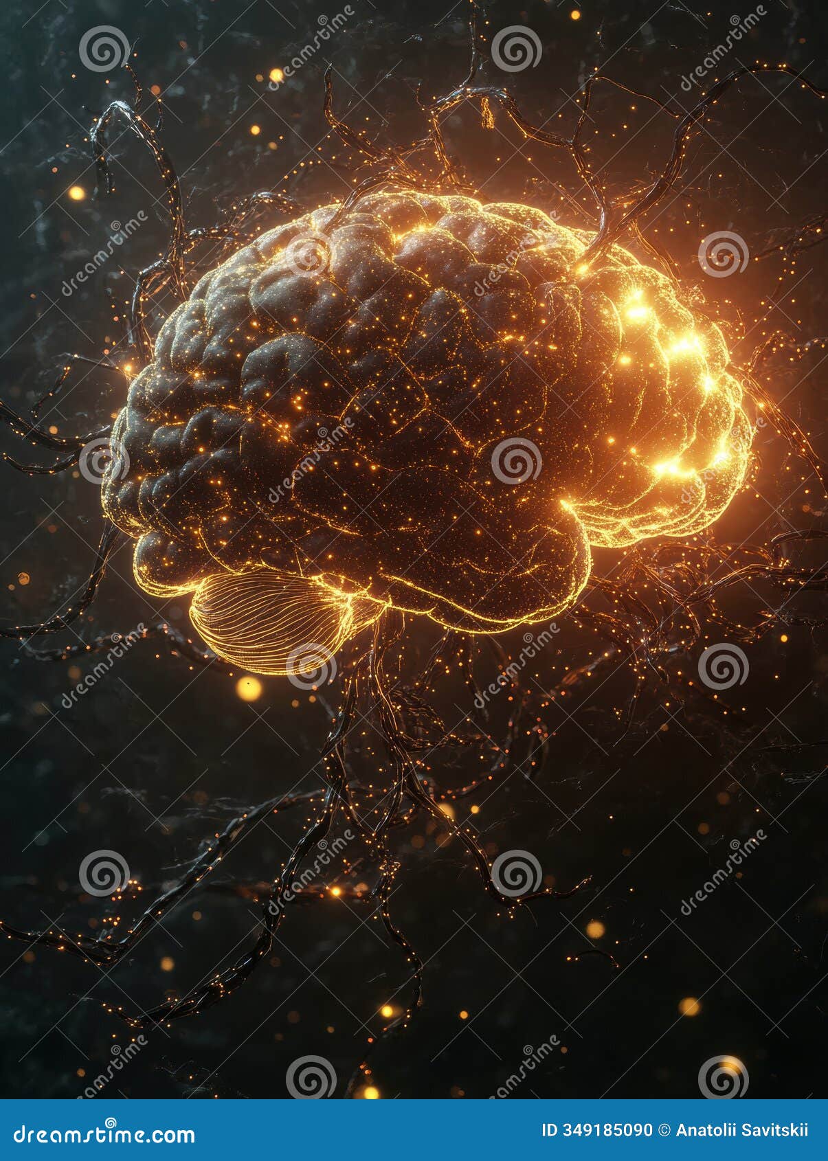 Abstract Representation of a Human Brain Formed by Luminous Neural ...