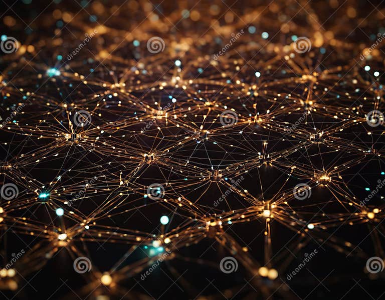 Abstract Representation Of Interconnected Data Nodes Digital Matrix