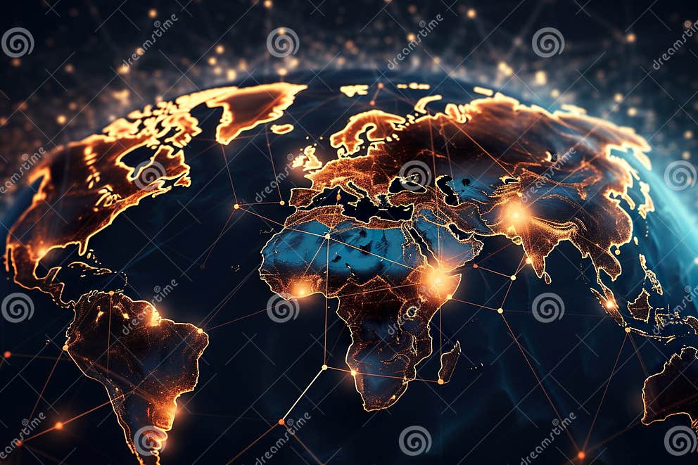 Abstract Representation of Interconnected Global Network Nodes. Stock ...