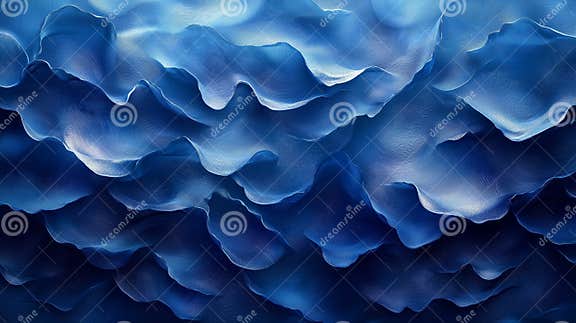 Abstract Representation of Layered Blue Ocean Waves with Soft Gradients ...