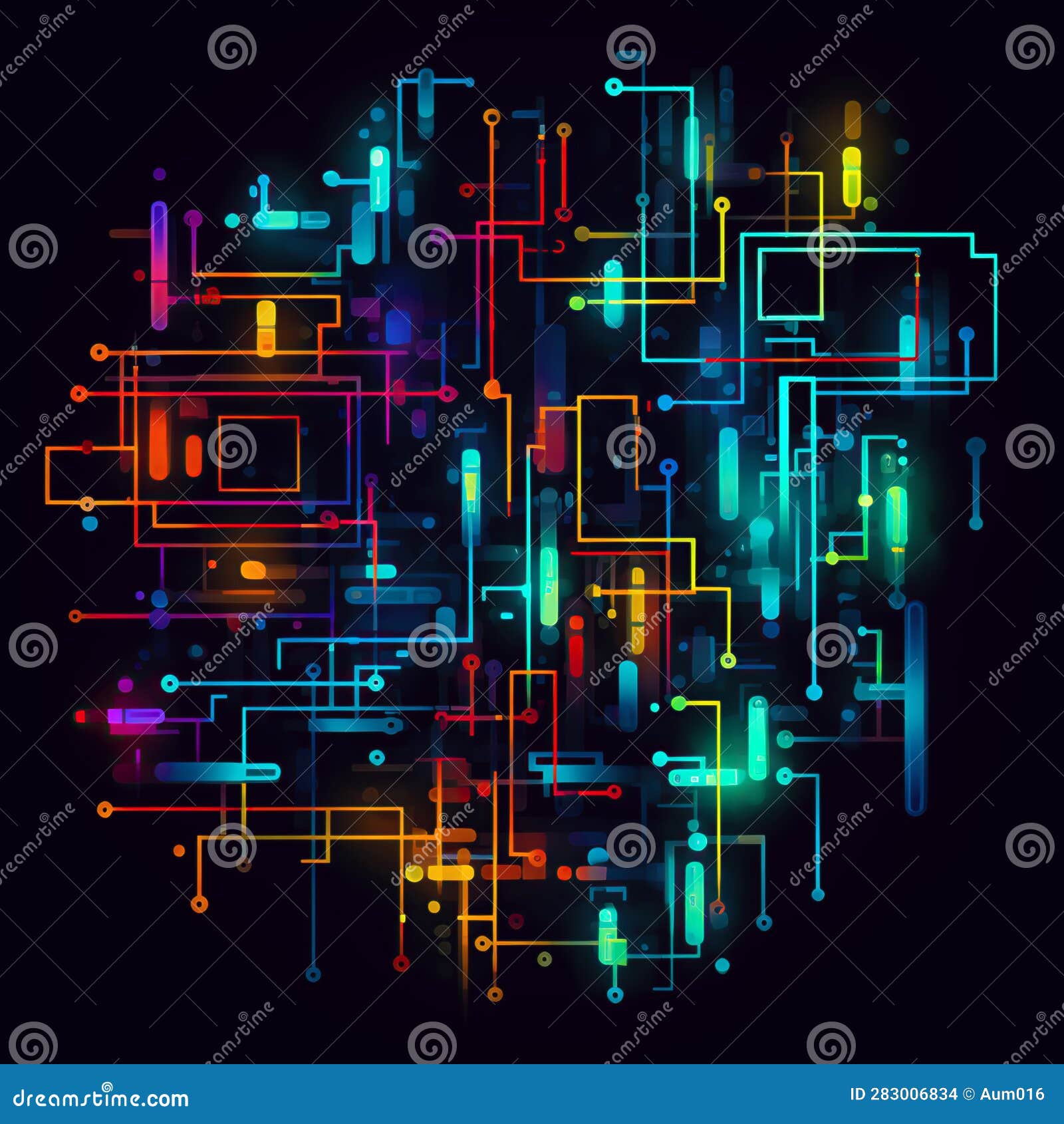 Abstract Representation. Multi-colored Computer Motherboard Lines Stock ...