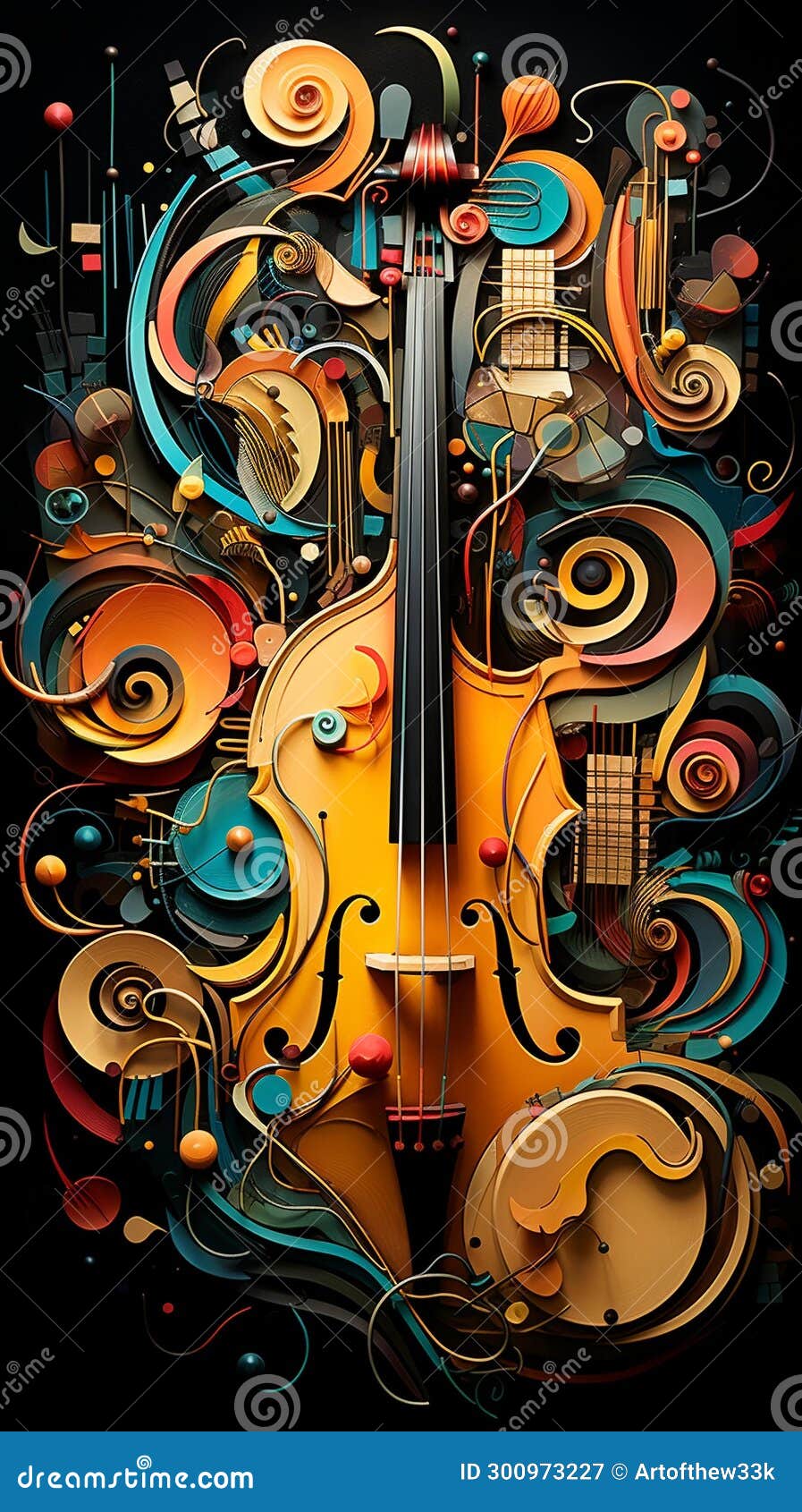 An Abstract Representation of Music, Featuring Instruments, Notes, and ...