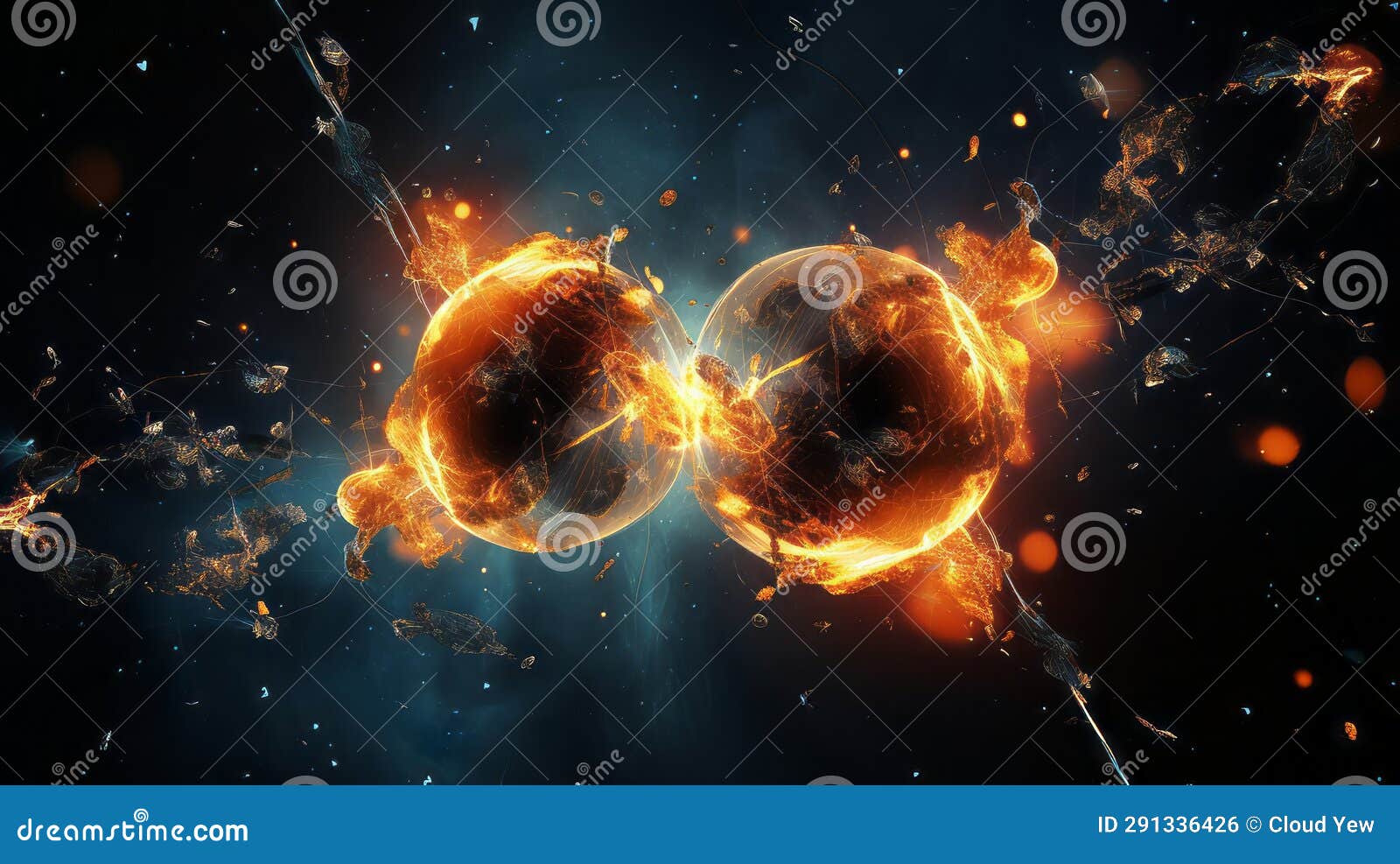 Computer Generated Image of Two Balls of Fire Stock Illustration ...