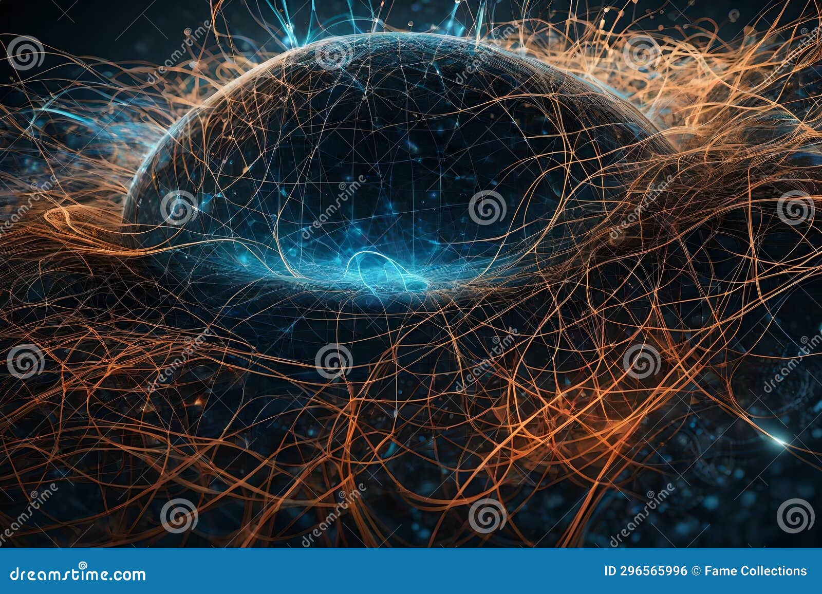 An Abstract Representation of Quantum Computing, Showcasing Entangled Particles and Complex ...
