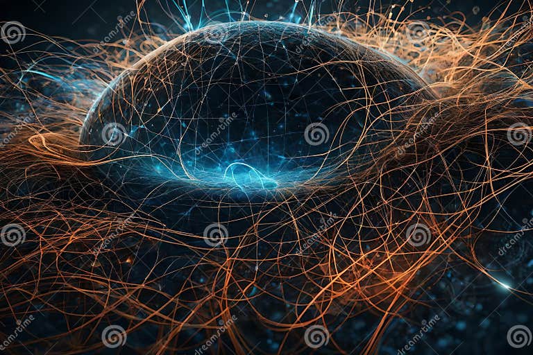An Abstract Representation of Quantum Computing, Showcasing Entangled ...