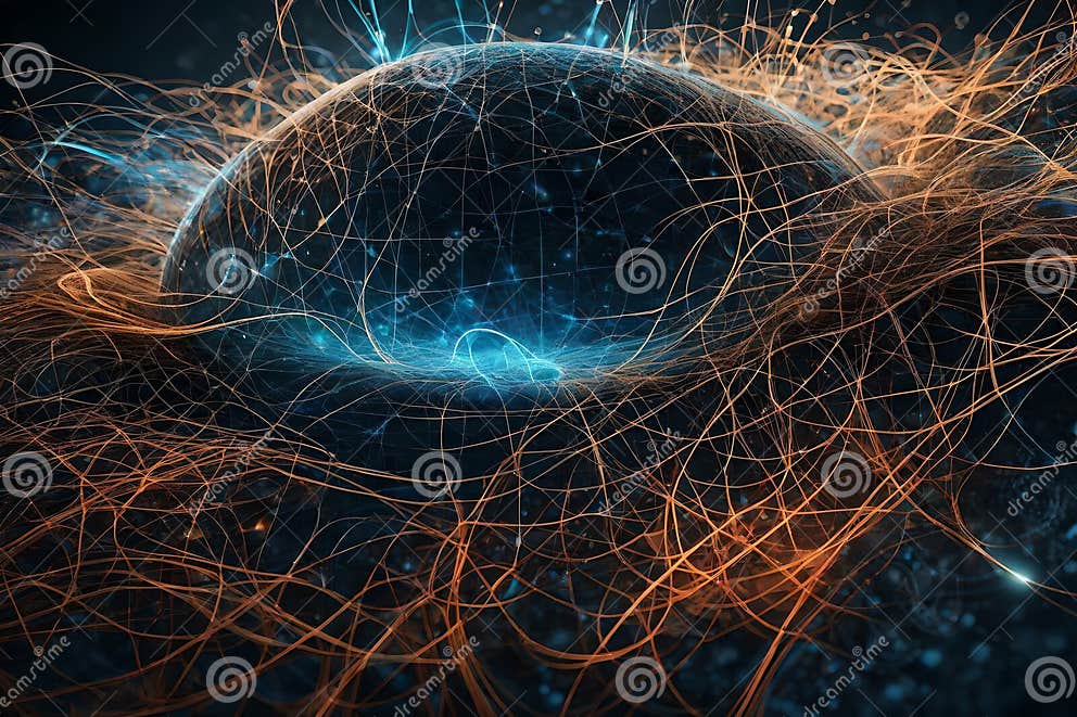 An Abstract Representation of Quantum Computing, Showcasing Entangled Particles and Complex ...
