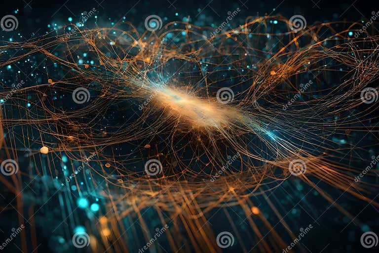 An Abstract Representation of Quantum Computing, Showcasing Entangled Particles and Complex ...