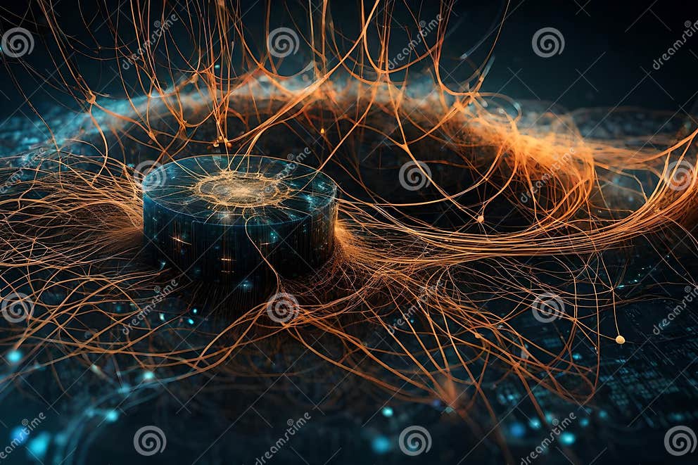 An Abstract Representation of Quantum Computing, Showcasing Entangled Particles and Complex ...