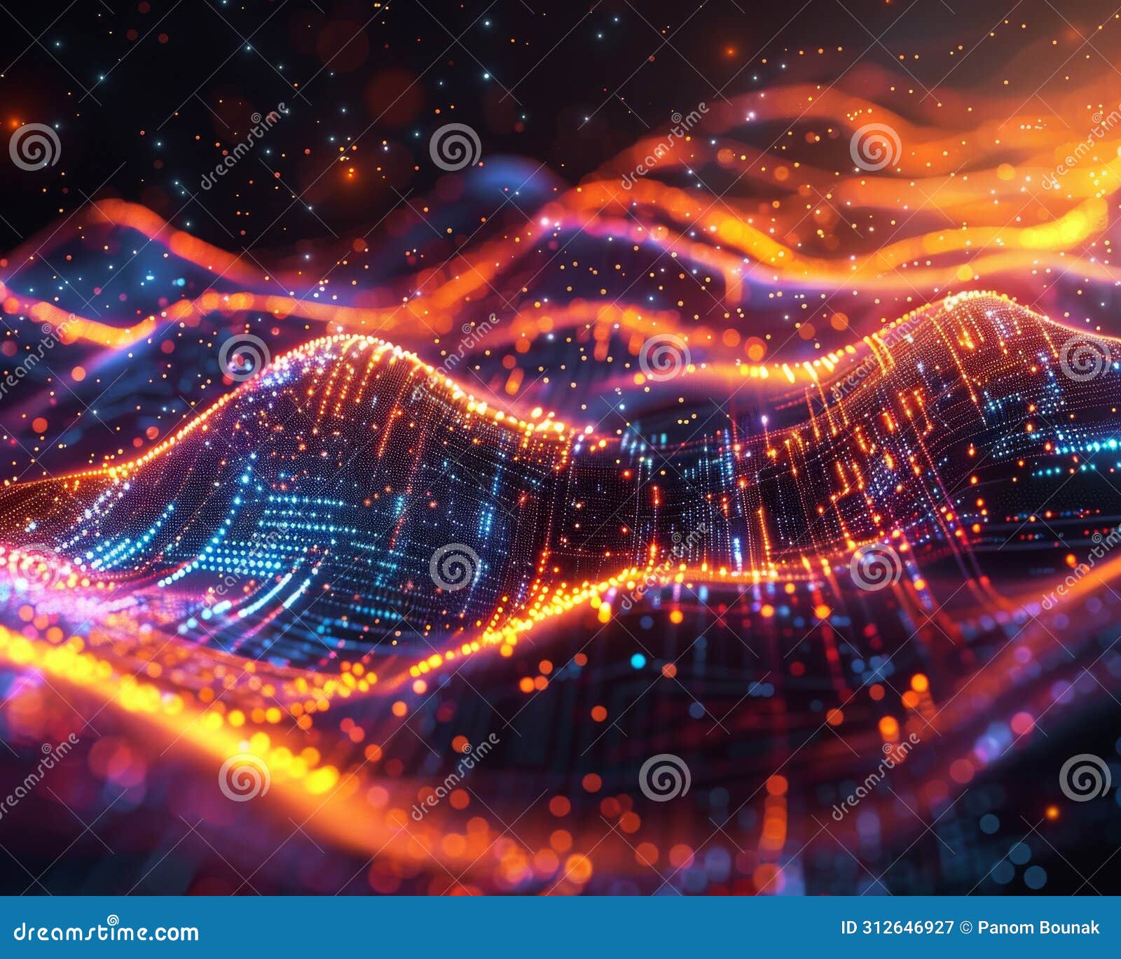 Abstract Representation Of A Quantum Computing Simulation Tool Interface With Flowing Qubits