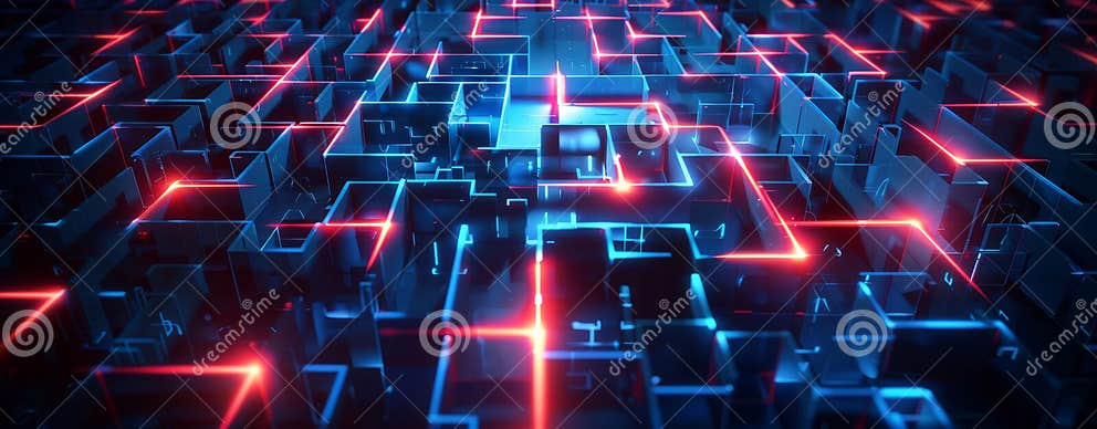 An Abstract Representation of Software Bots Navigating through a Maze of Tasks, Showcasing RPA S ...