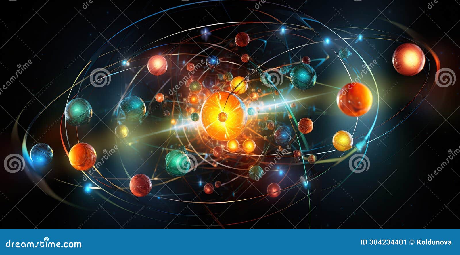Abstract Representation of Subatomic Particles Such As Electrons and ...