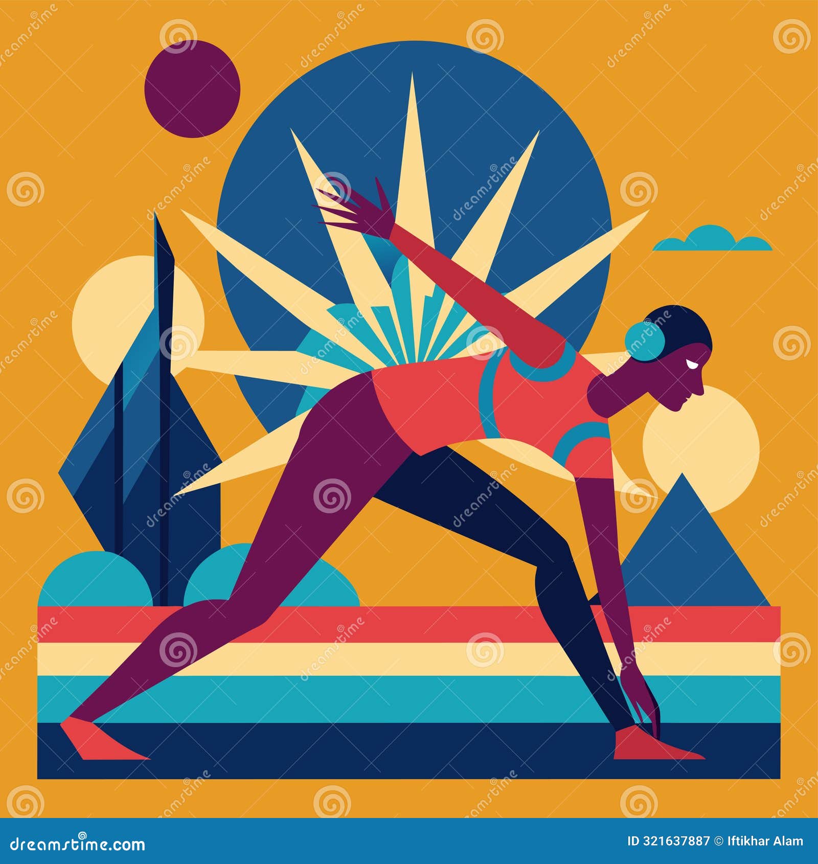 Sun Salutation Yoga Asana Cartoon Vector | CartoonDealer.com #113280763