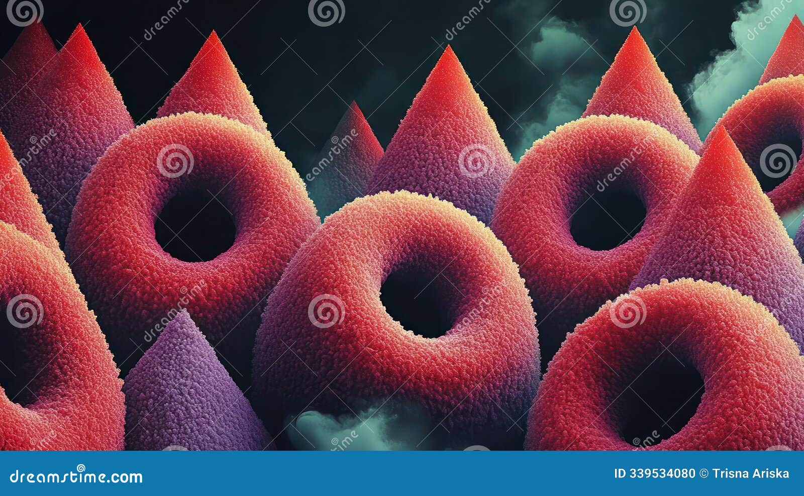 Abstract Representation of Textured, Cone-shaped Structures Resembling ...