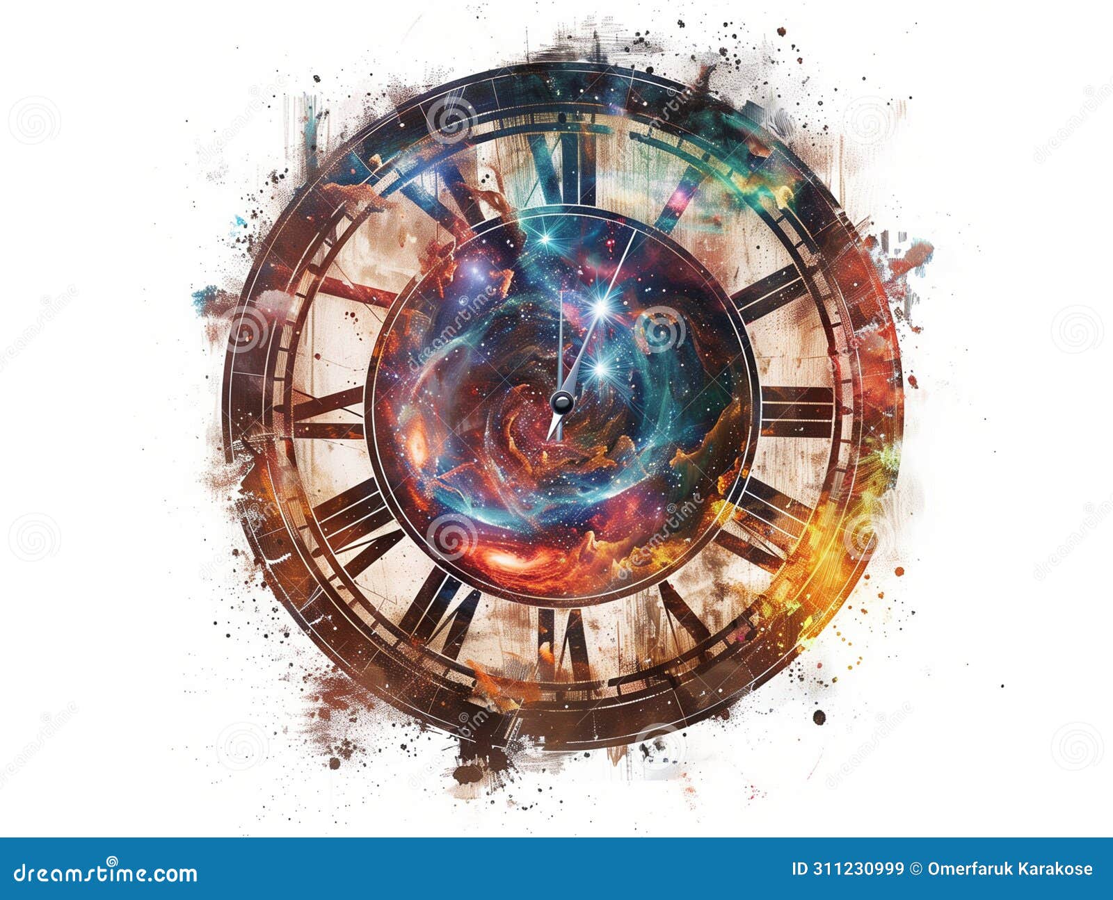 Abstract Representation of Time, Featuring an Old Clock Face with a ...