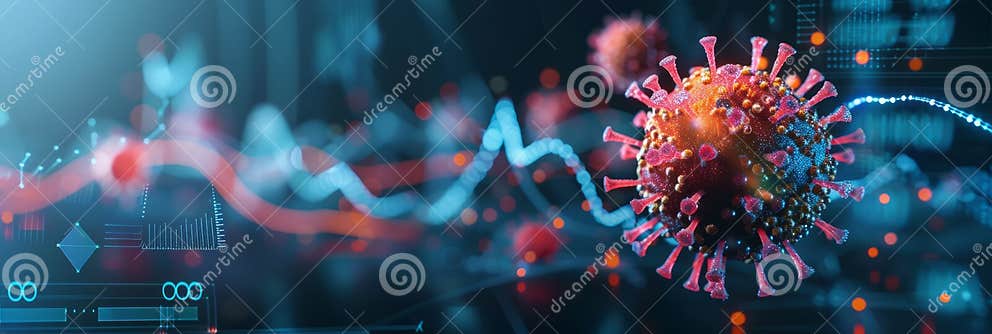 Abstract Representation of a Virus Under a Microscope, with Data Points ...