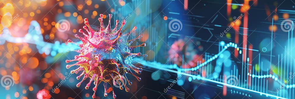 Abstract Representation of a Virus Under a Microscope, with Data Points ...
