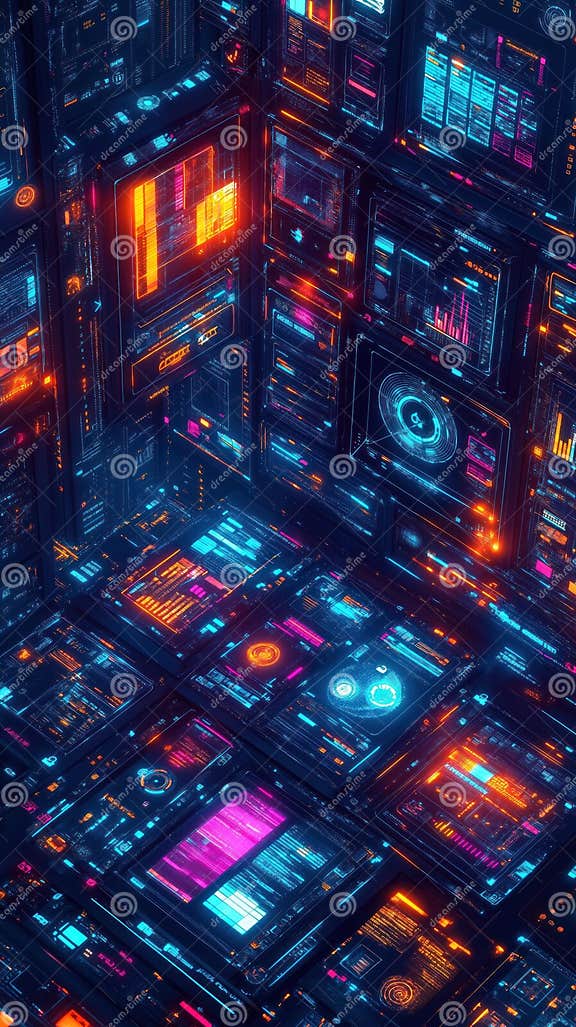 Abstract Representation of Web Design Concept. Graphical Tools, Coding Elements Shown. Colorful ...