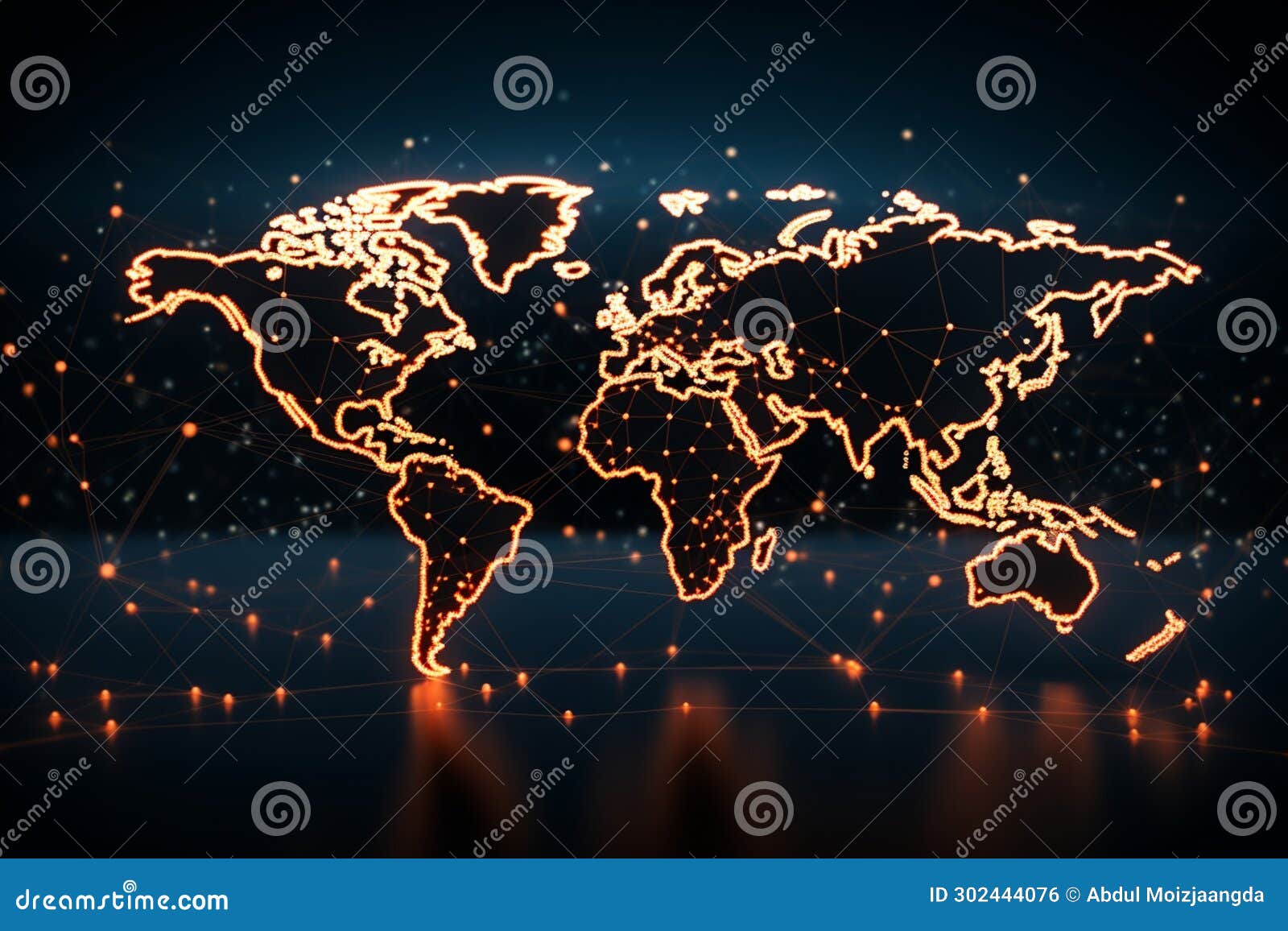 Abstract Representation of World Map with Lines and Points Overlay ...