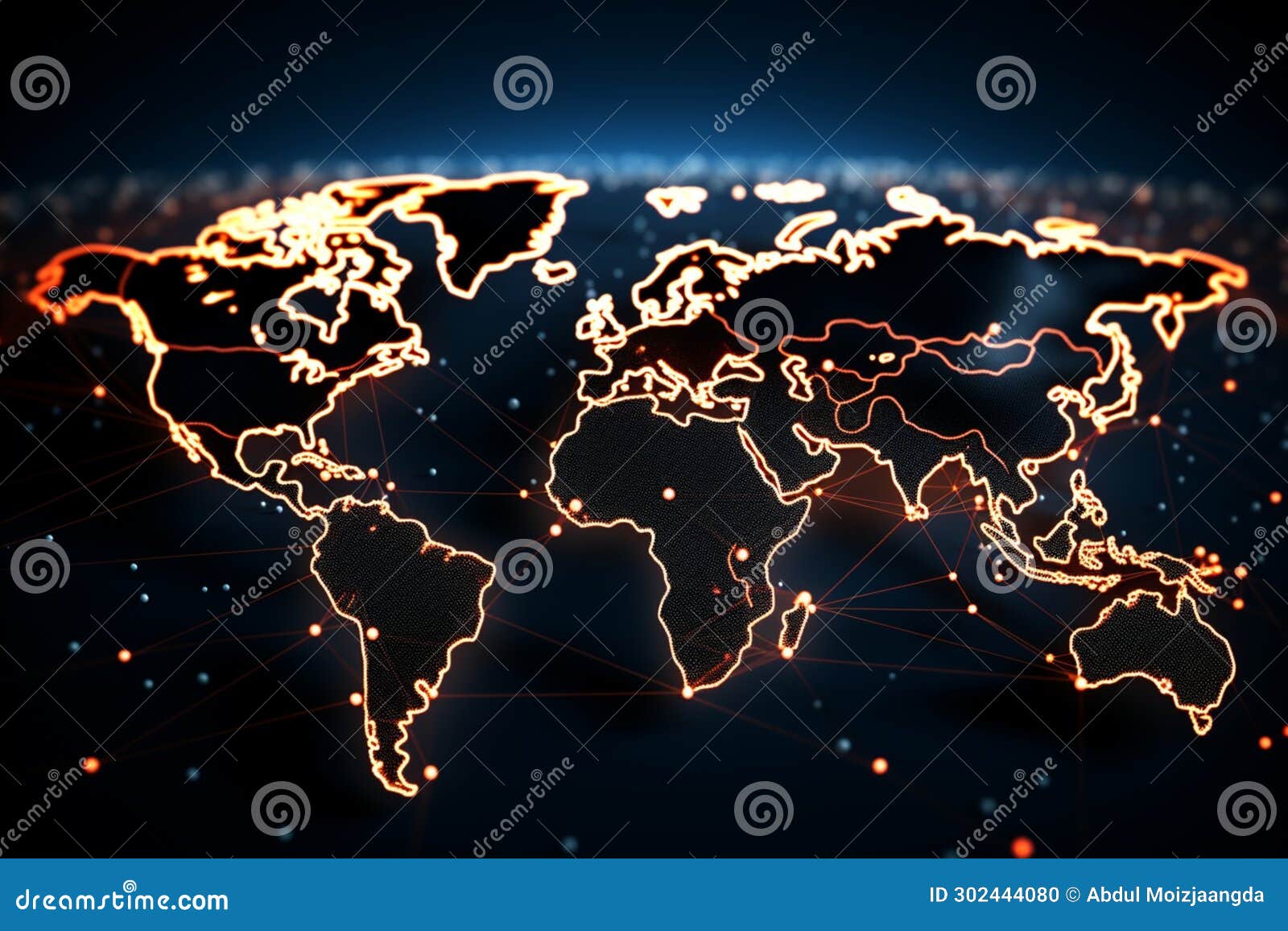 Abstract Representation of World Map with Lines and Points Overlay ...