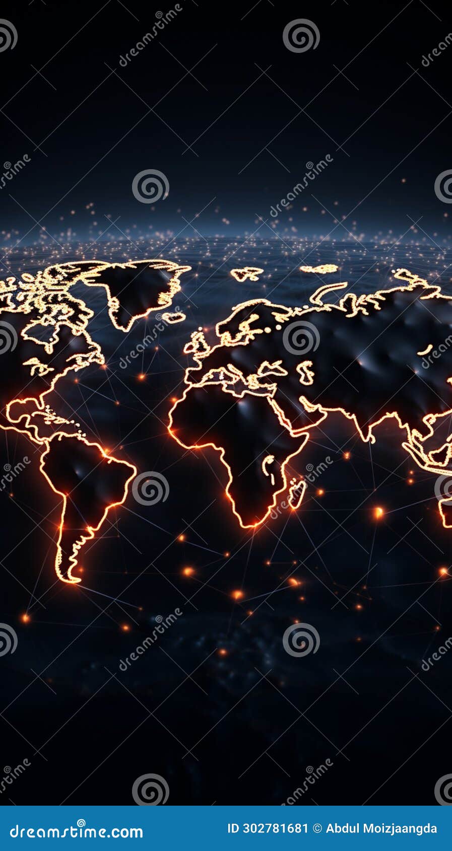Abstract Representation of World Map with Lines and Points Overlay ...