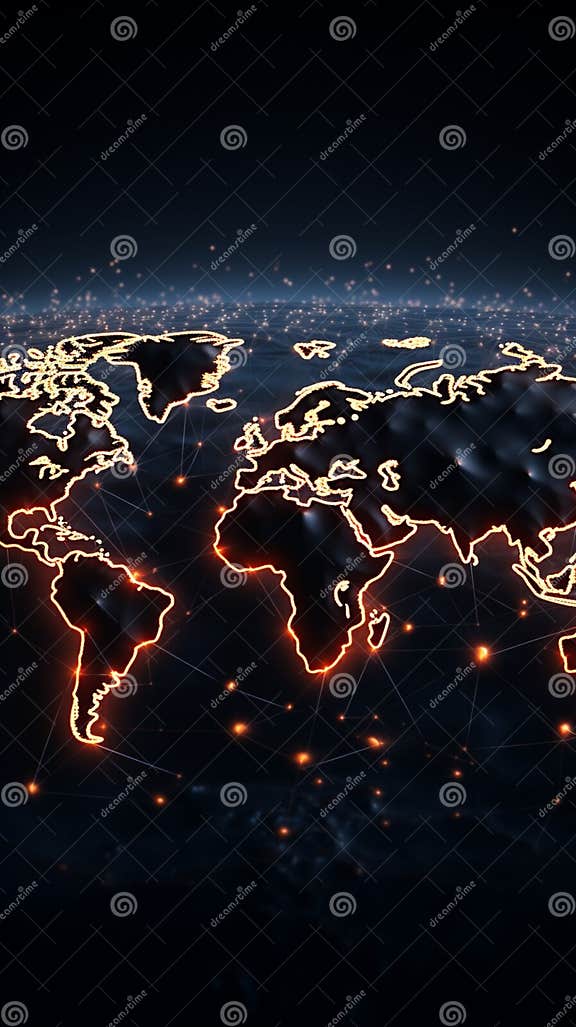 Abstract Representation of World Map with Lines and Points Overlay ...