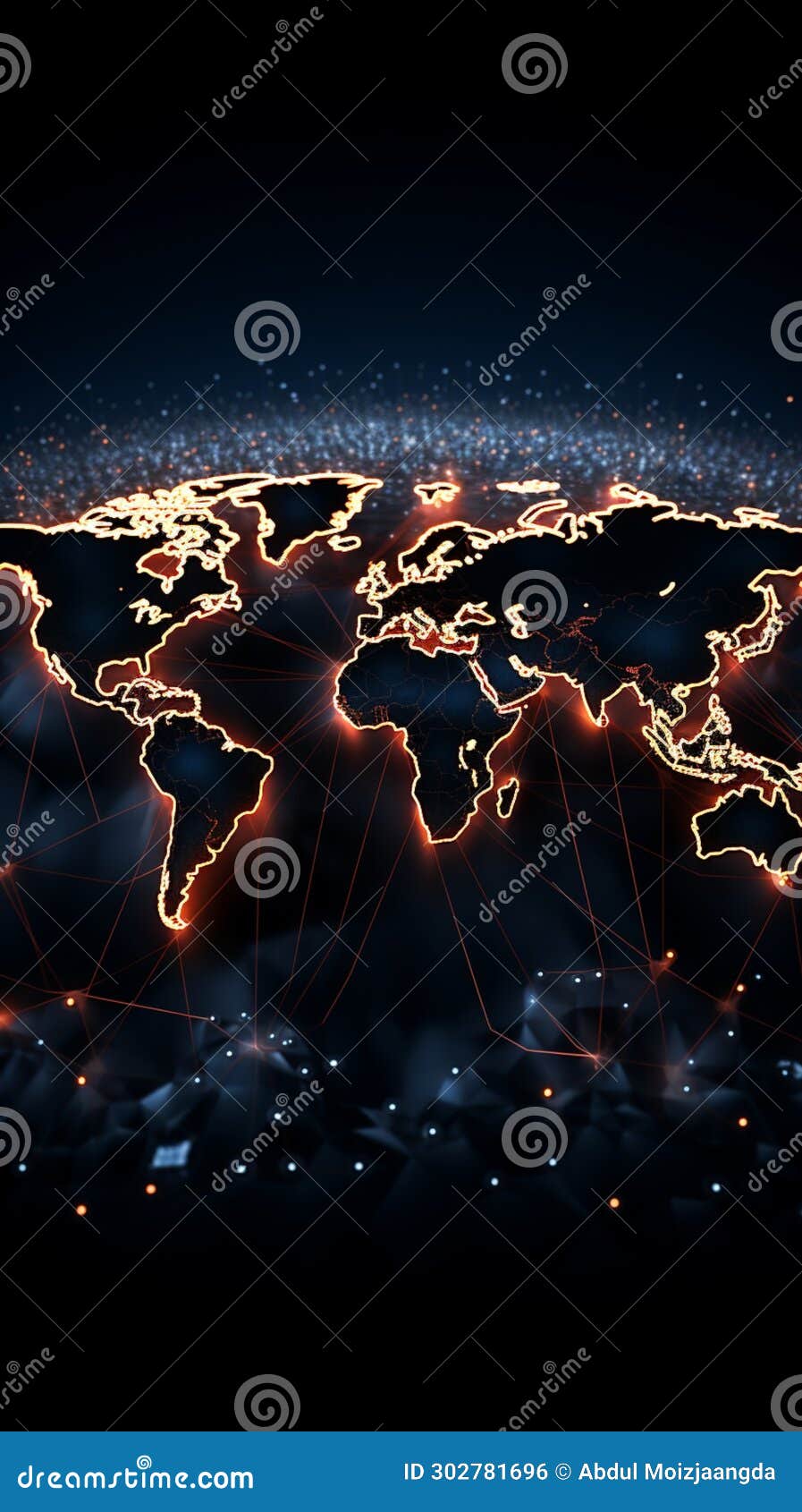 Abstract Representation of World Map with Lines and Points Overlay ...