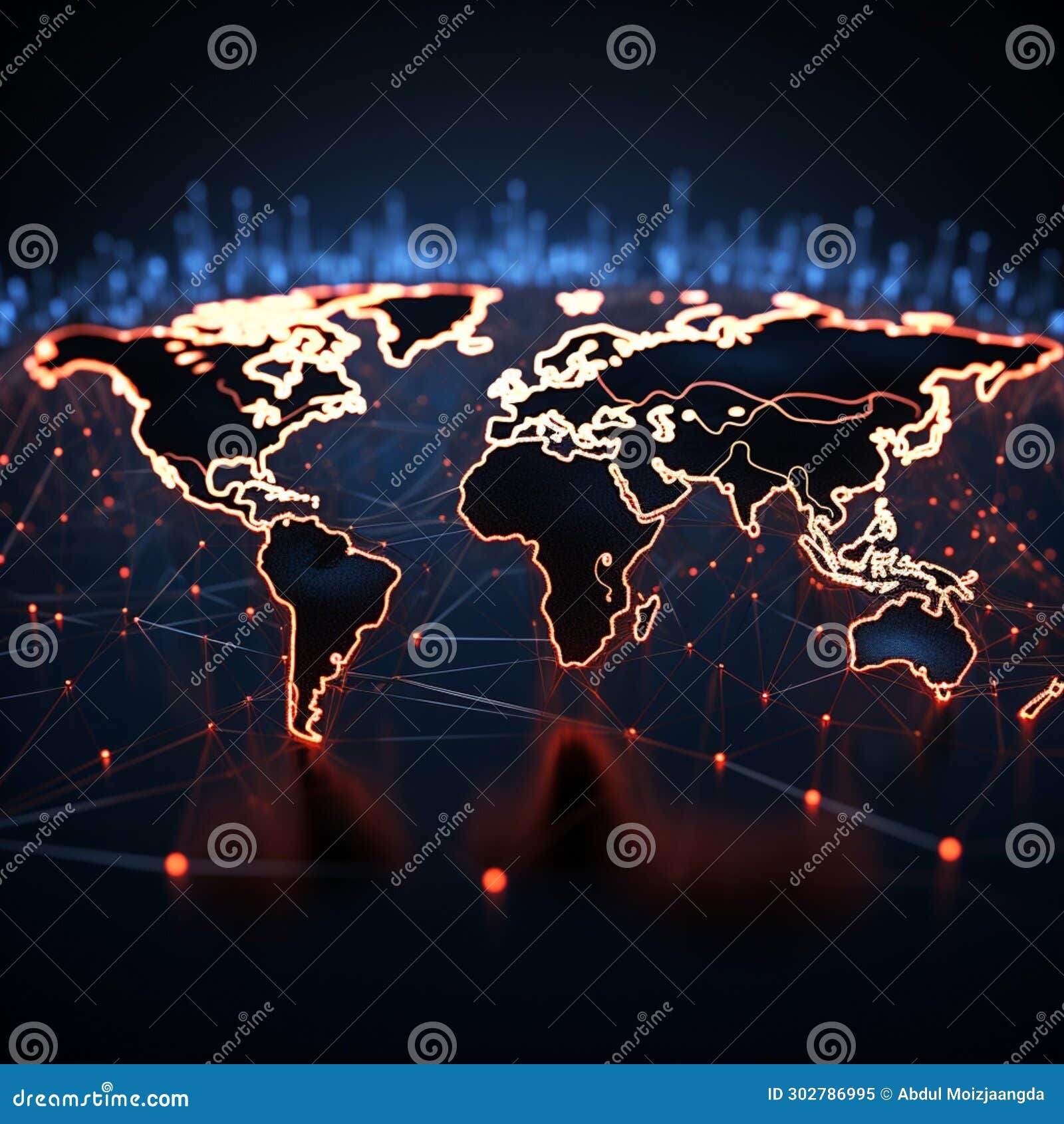 Abstract Representation of World Map with Lines and Points Overlay ...
