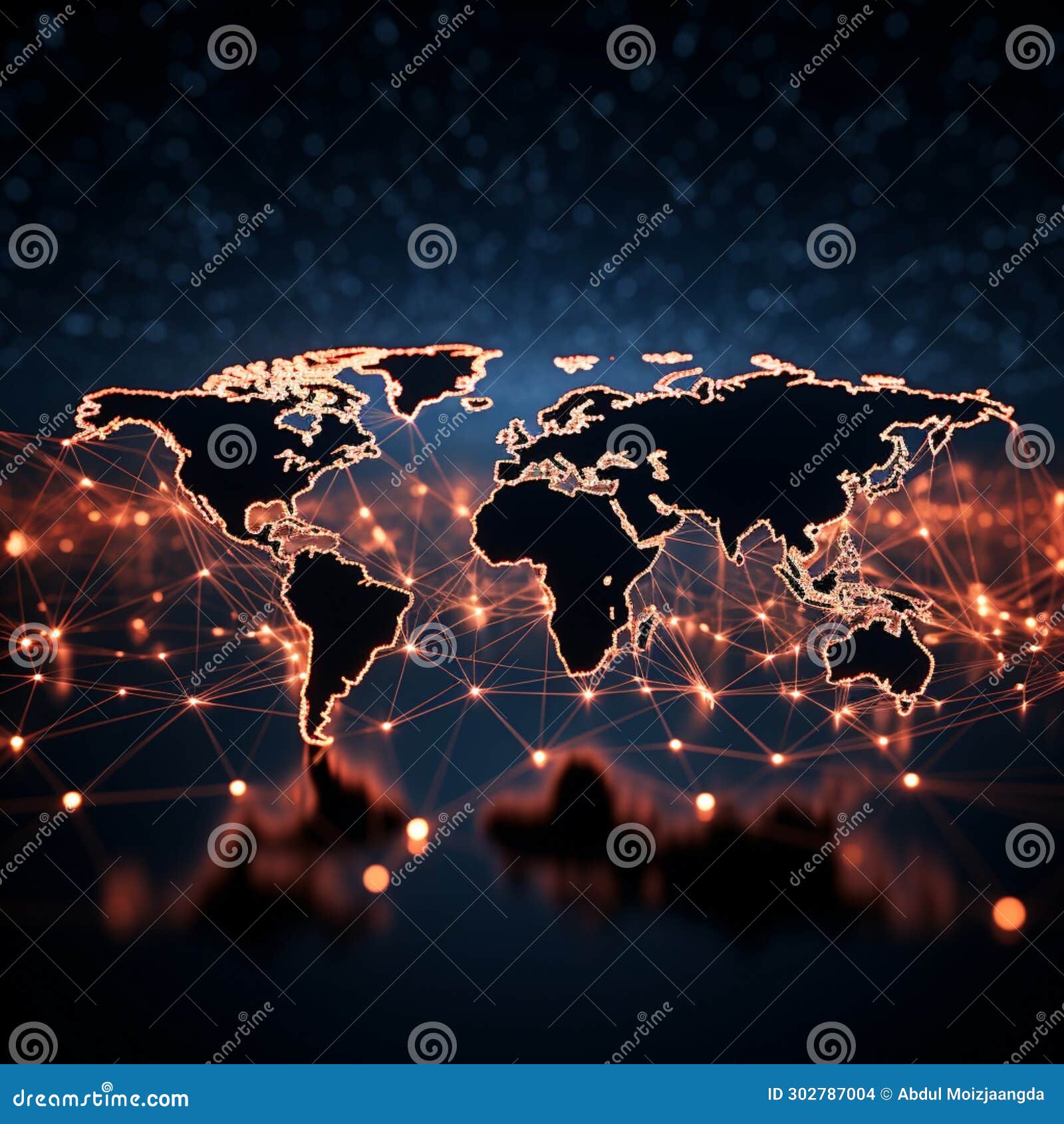 Abstract Representation of World Map with Lines and Points Overlay ...