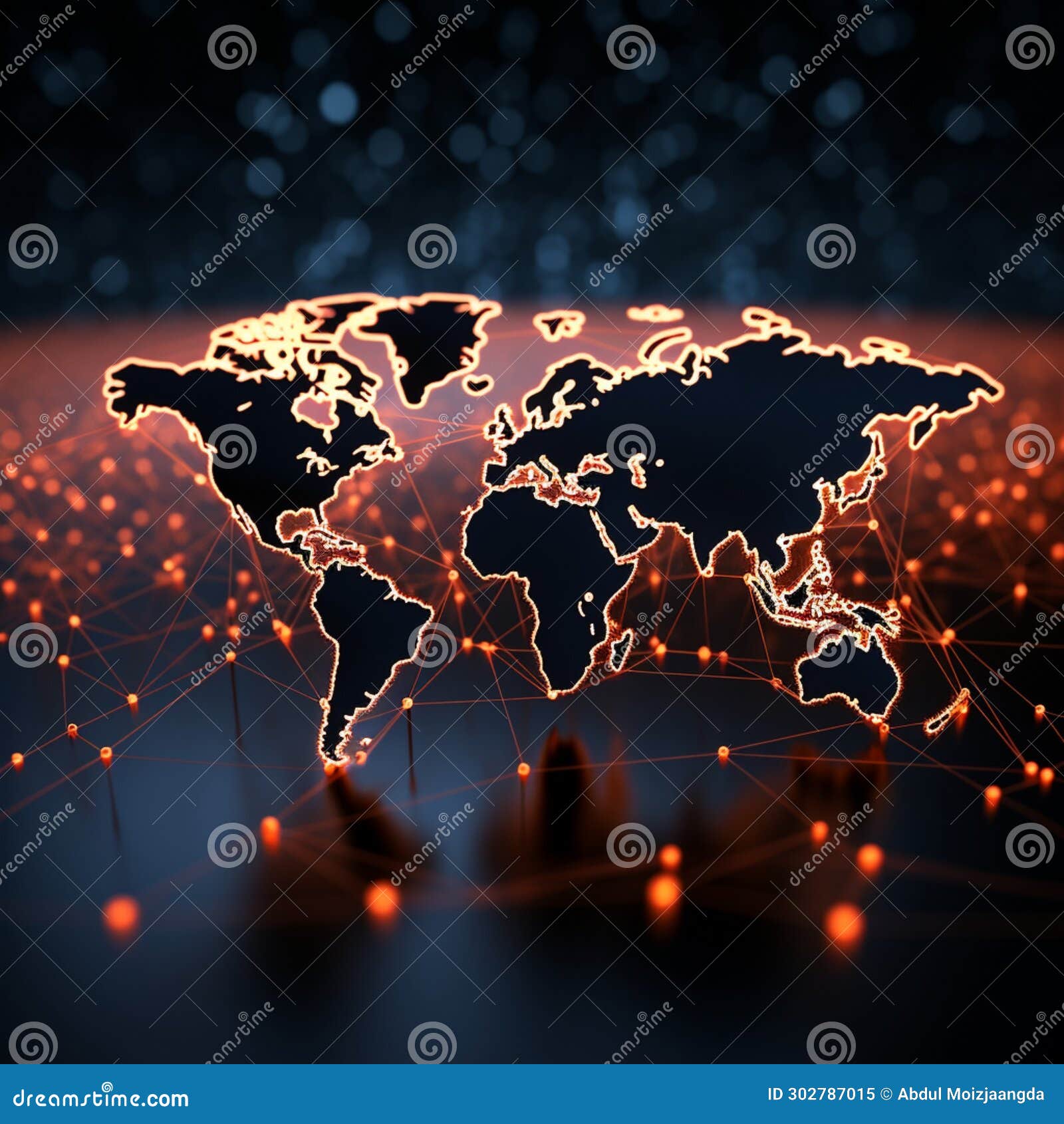 Abstract Representation of World Map with Lines and Points Overlay ...
