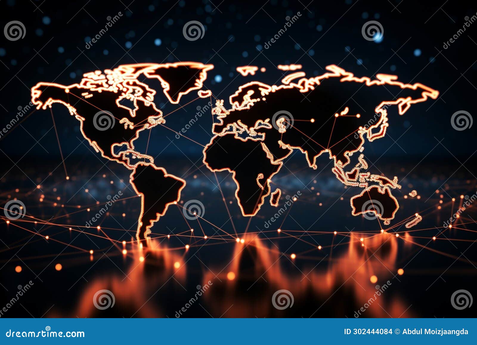 Abstract Representation of World Map with Lines and Points Overlay ...