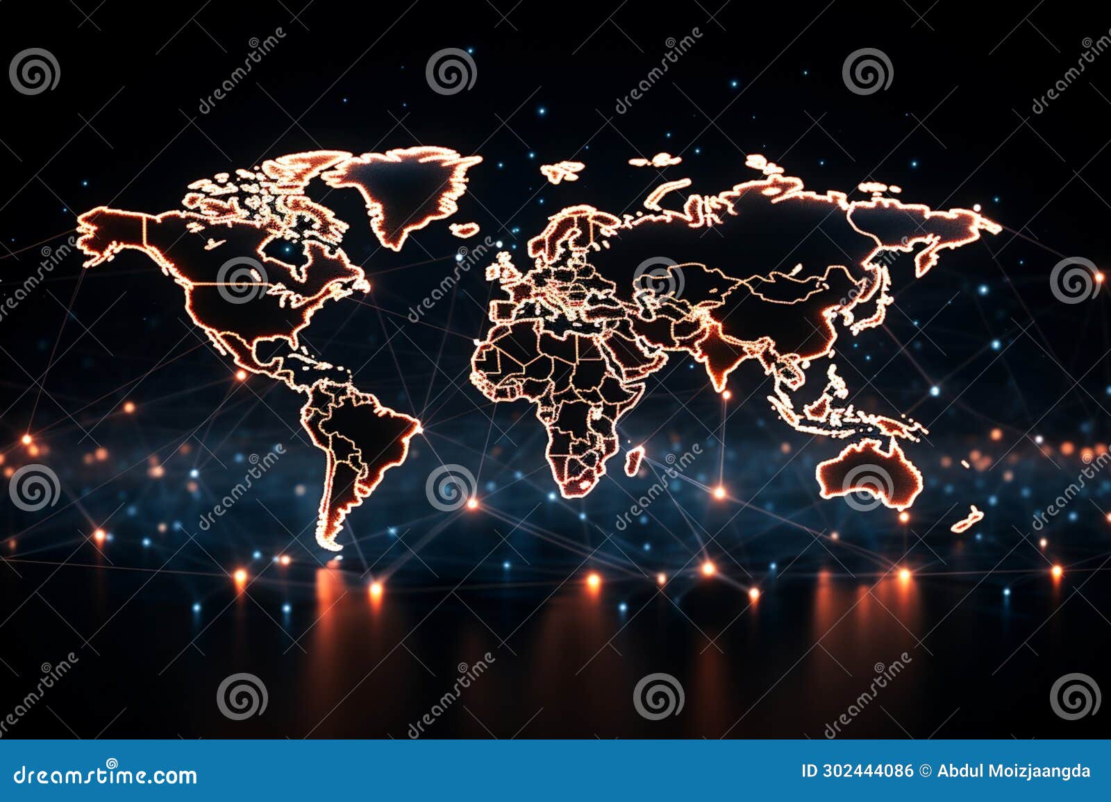 Abstract Representation of World Map with Lines and Points Overlay ...