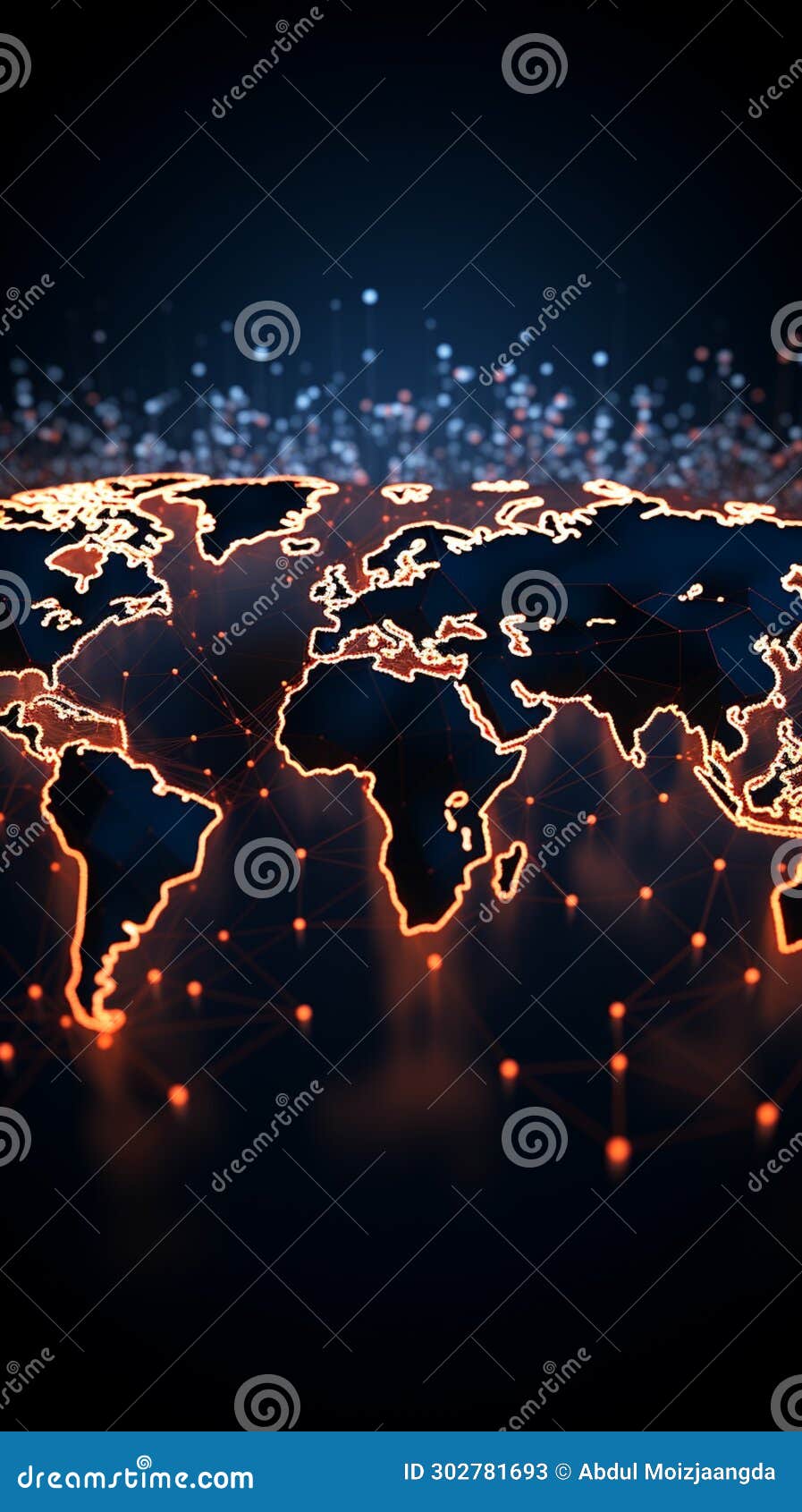 Abstract Representation of World Map with Lines and Points Overlay ...
