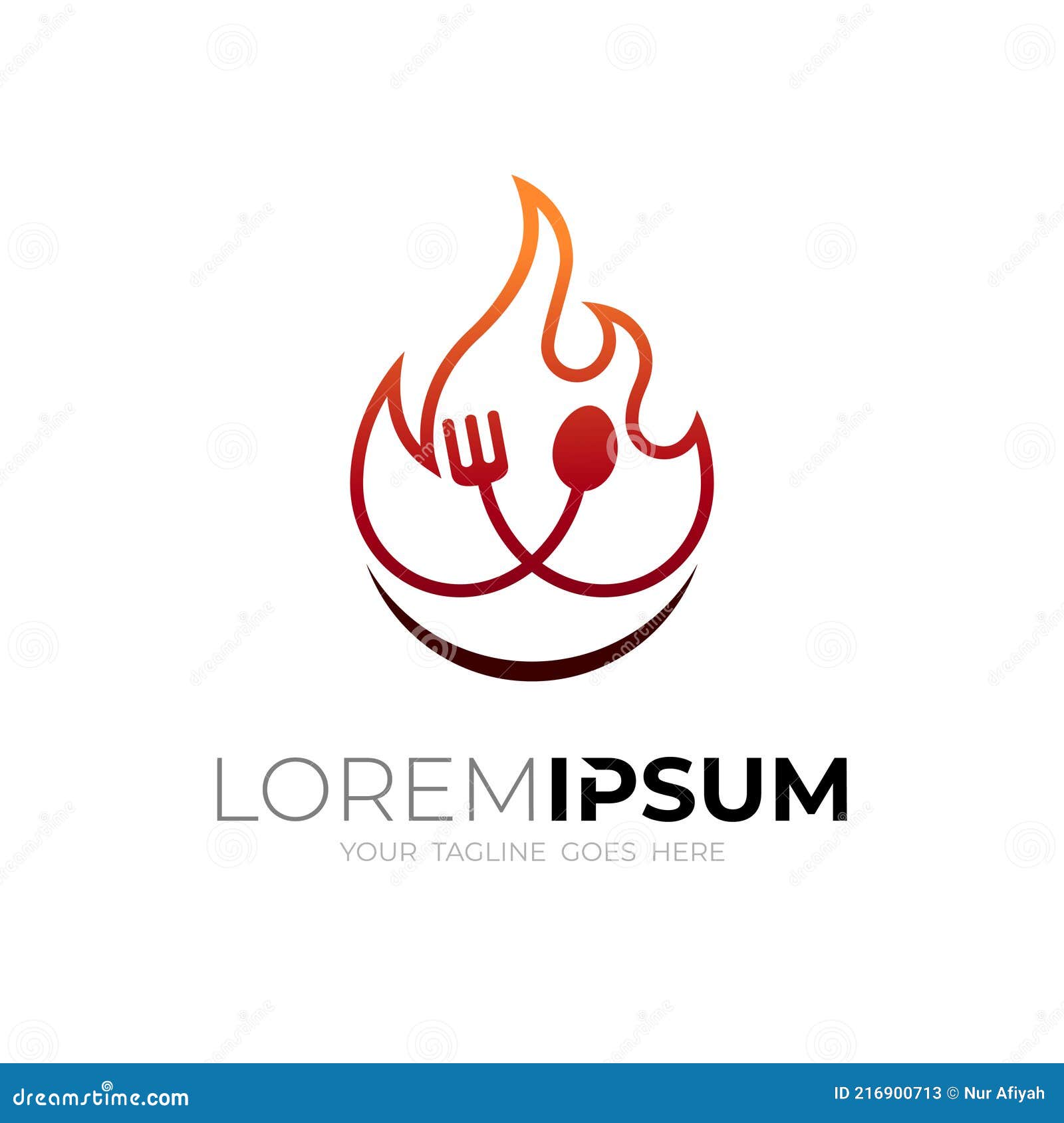 Abstract Restaurant Logo with Fire Design Vector, Line Style Stock ...