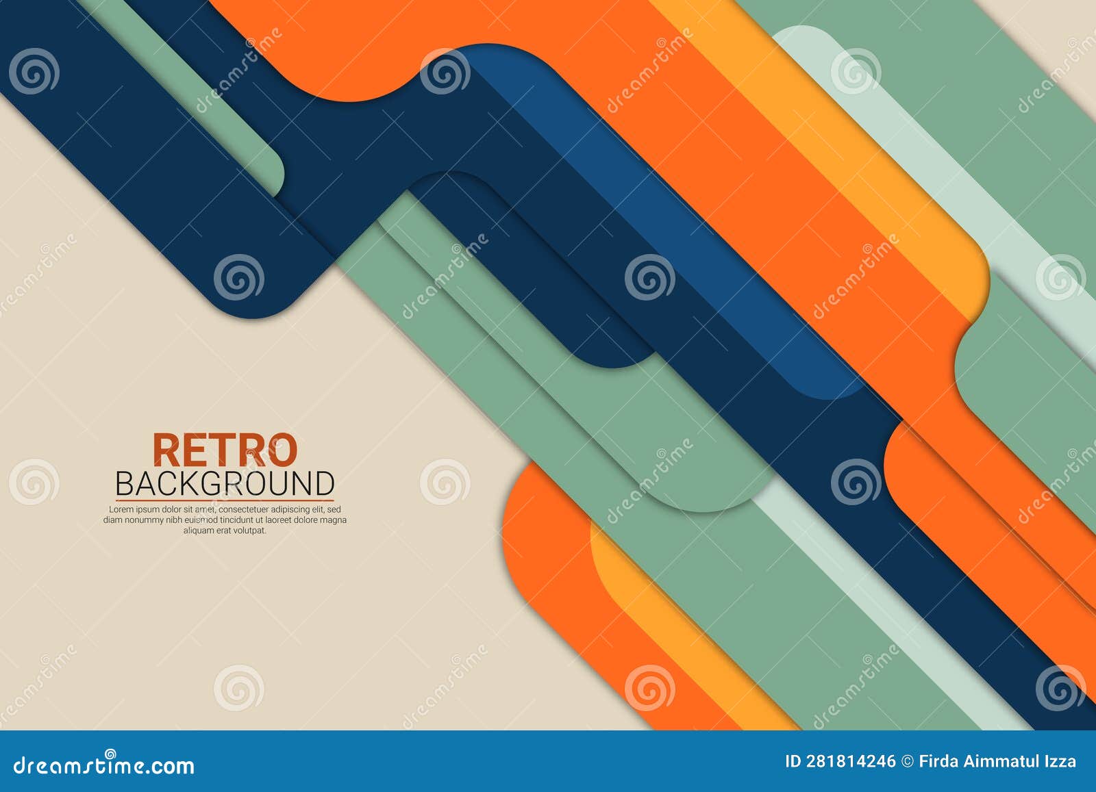 Abstract Retro Background Design Overlapped Shape Stock Illustration ...