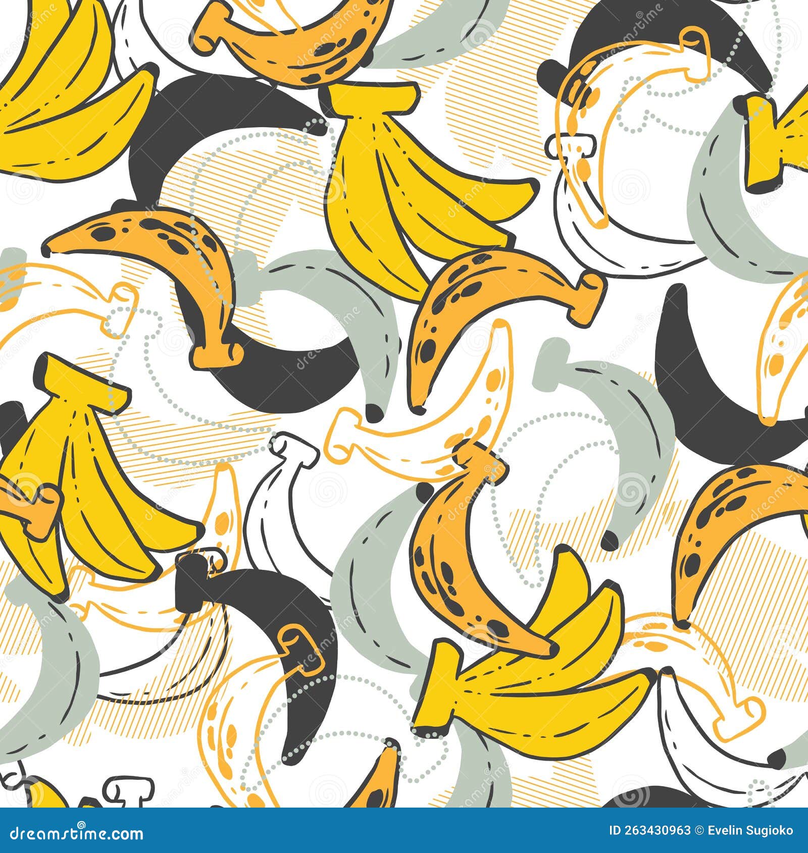 Abstract Retro Banana Fruit Art Vector Graphic Seamless Pattern Stock ...
