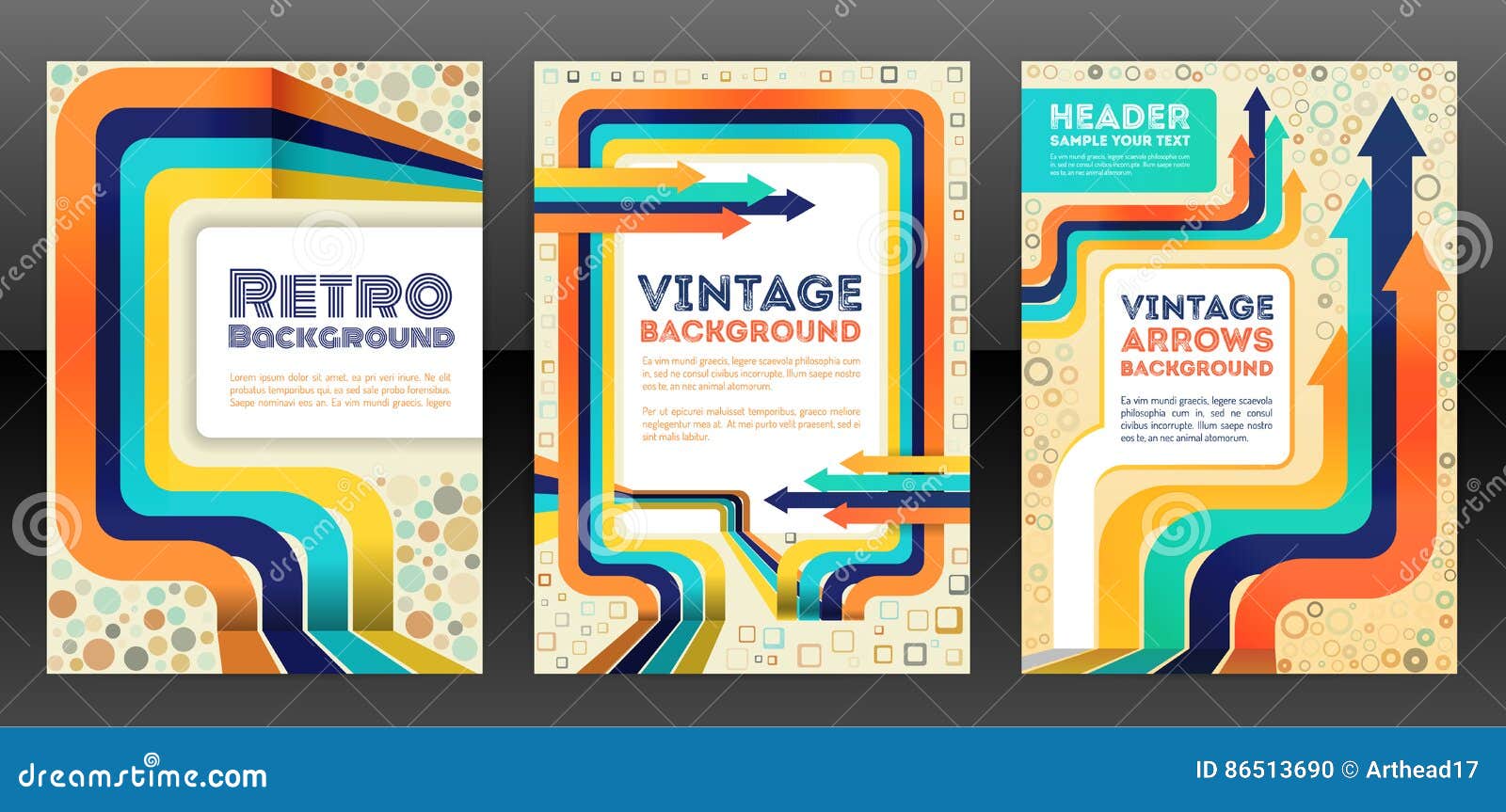 Abstract Retro Cover Design with Arrows Elements. Stock Vector ...