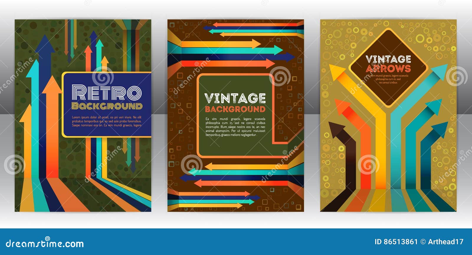 Abstract Retro Cover Design with Arrows Elements. Stock Vector ...