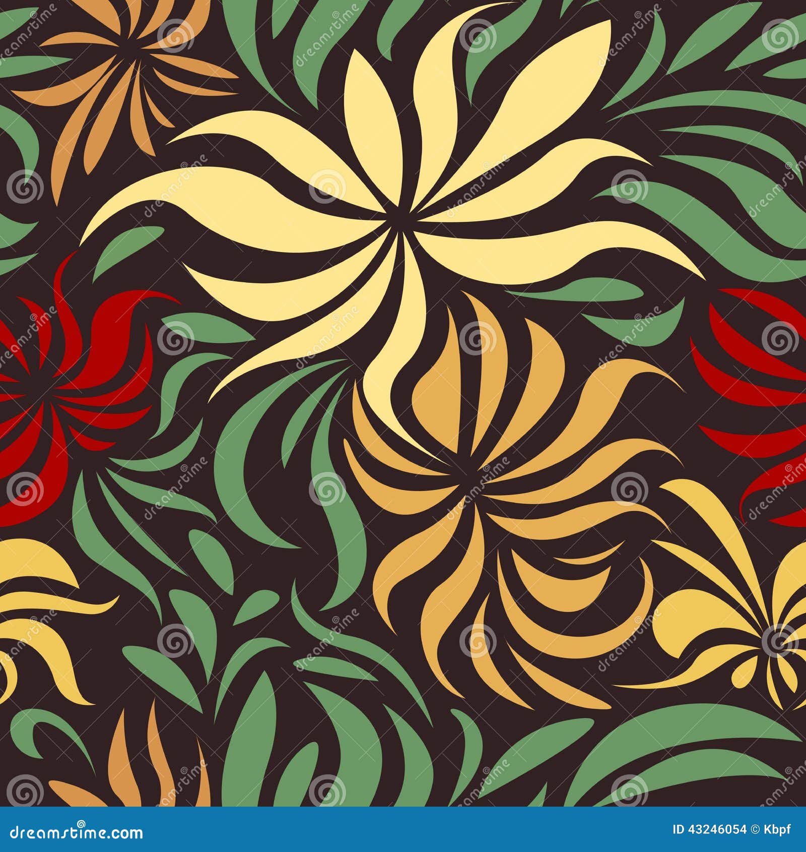 Abstract Retro Flower Seamless Pattern Stock Vector - Illustration of ...