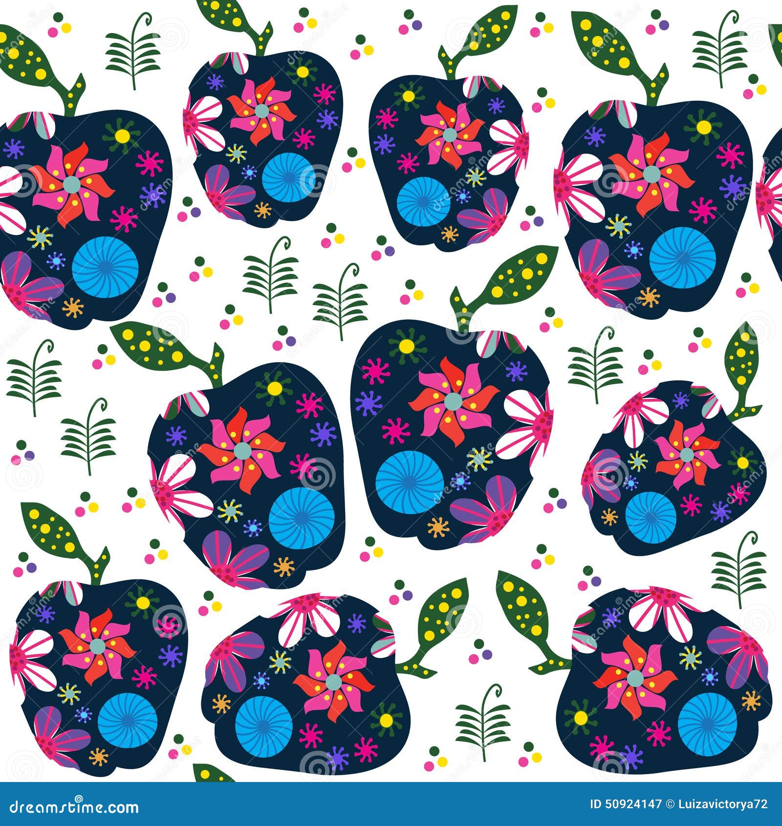 Abstract Retro Fruit Pattern with Apples, Illustration Stock Vector ...