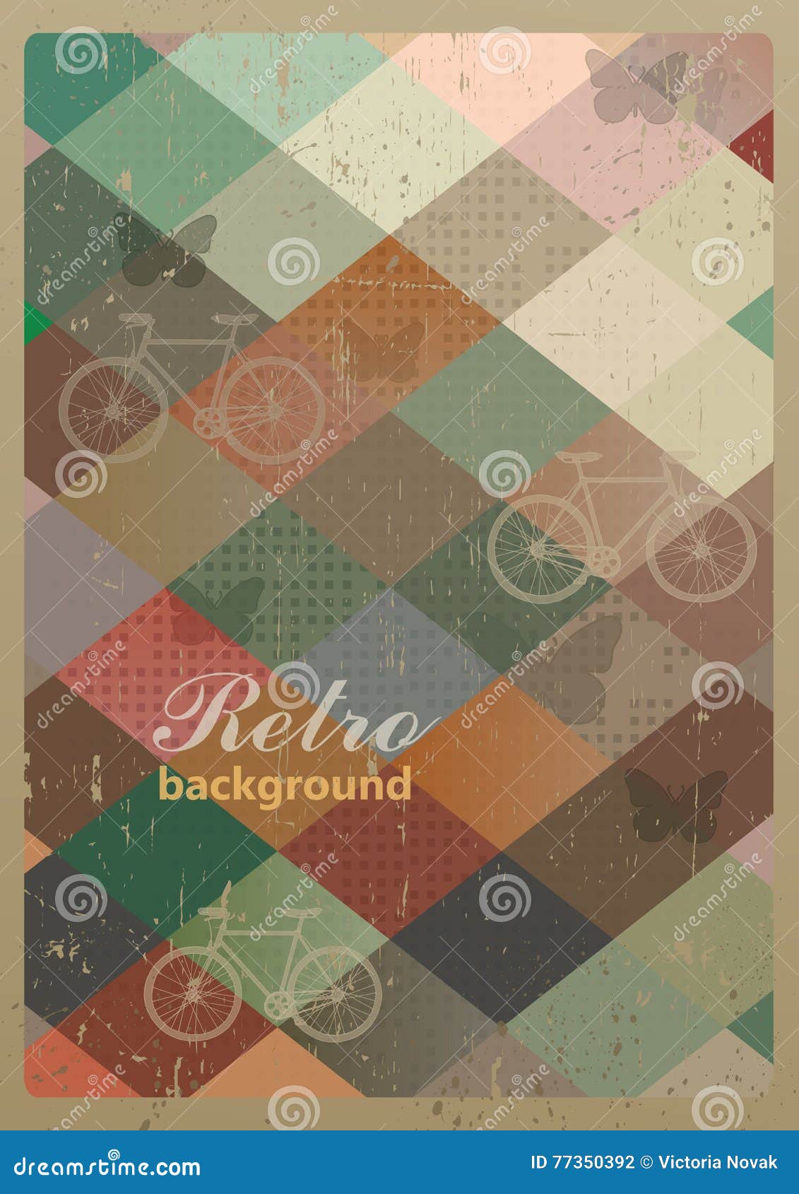 Abstract Retro Geometric Background with Bicycles. Stock Vector ...